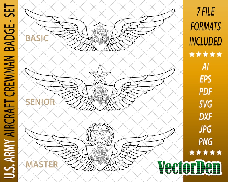 U.S. Army Aircraft Crewman Badge - Set - Vector Insignia - Etsy