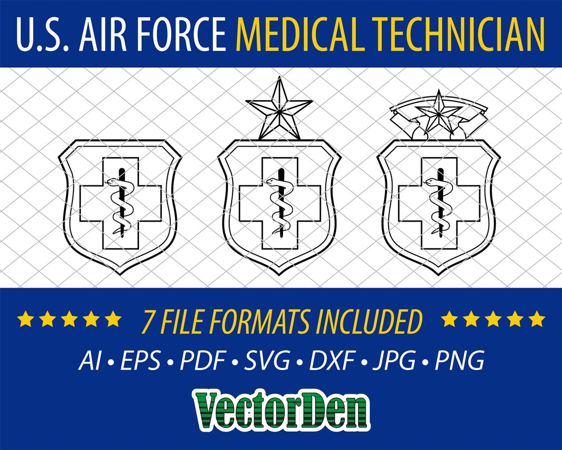 U.S. Air Force Medical Technician Badge Set Insignia Vector Art - Etsy