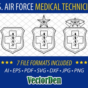U.S. Air Force Medical Technician Badge - Set - Insignia Vector Art - Etsy