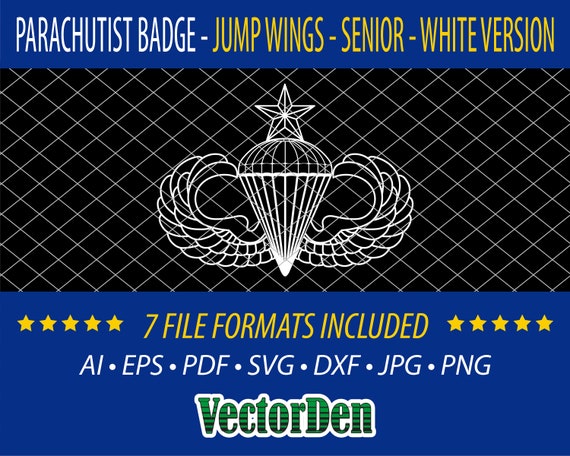 Parachutist Badge Jump Wings Senior White Version | Etsy