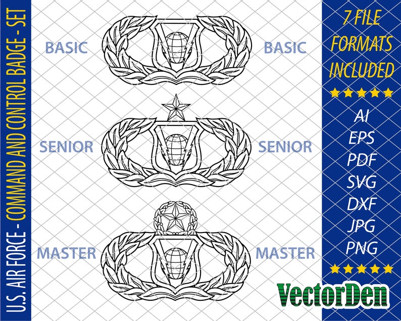 U.S. Air Force Command and Control Badge - Set - Insignia Vector Art - Etsy