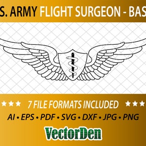 U.S. Army Flight Surgeon Badge - Basic - Vector Insignia - Etsy