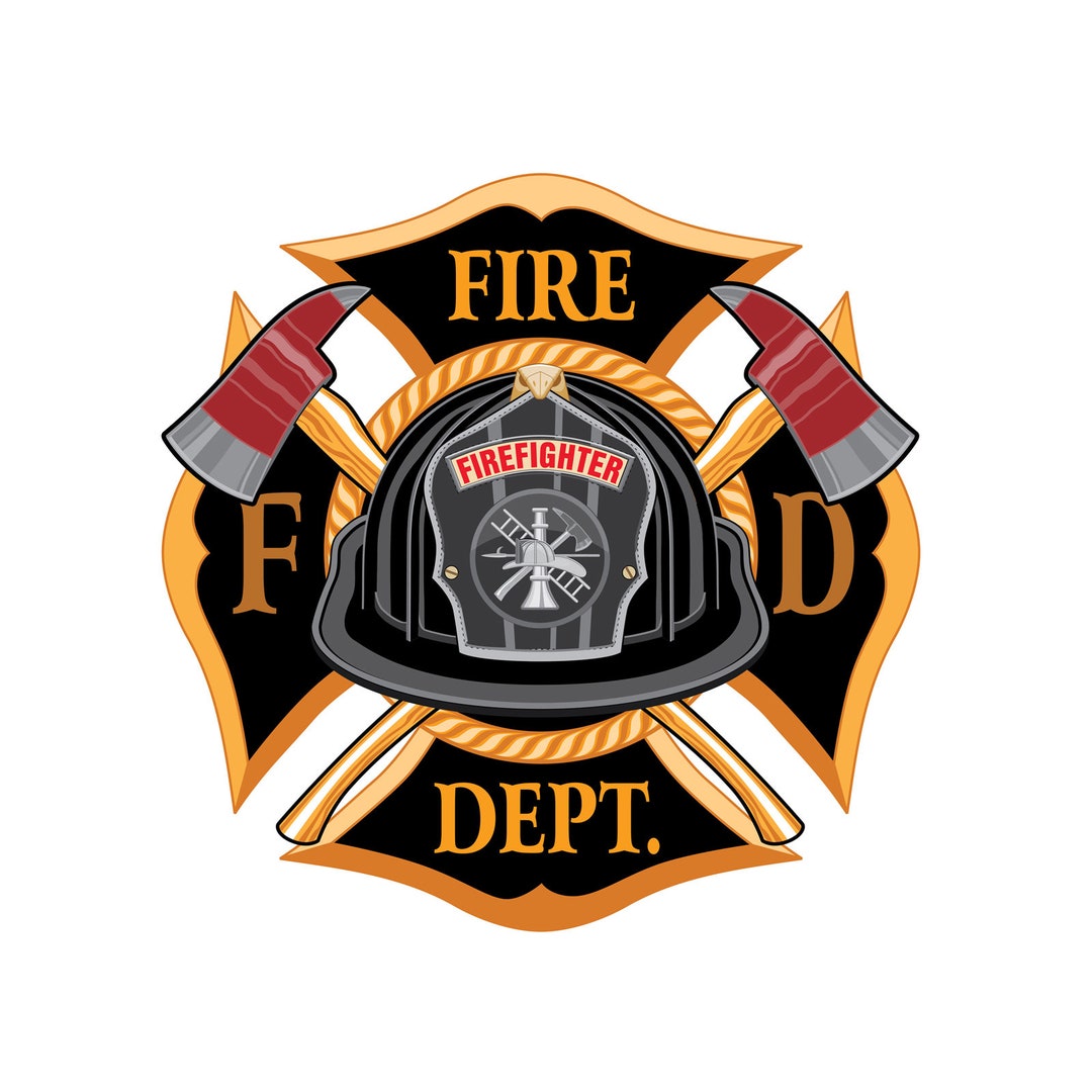 Fire Department Cross Vintage With Fireman Black Helmet and Axes - Etsy