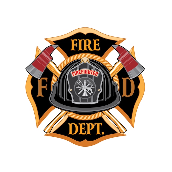 Fire Department Cross Vintage With Fireman Black Helmet and | Etsy