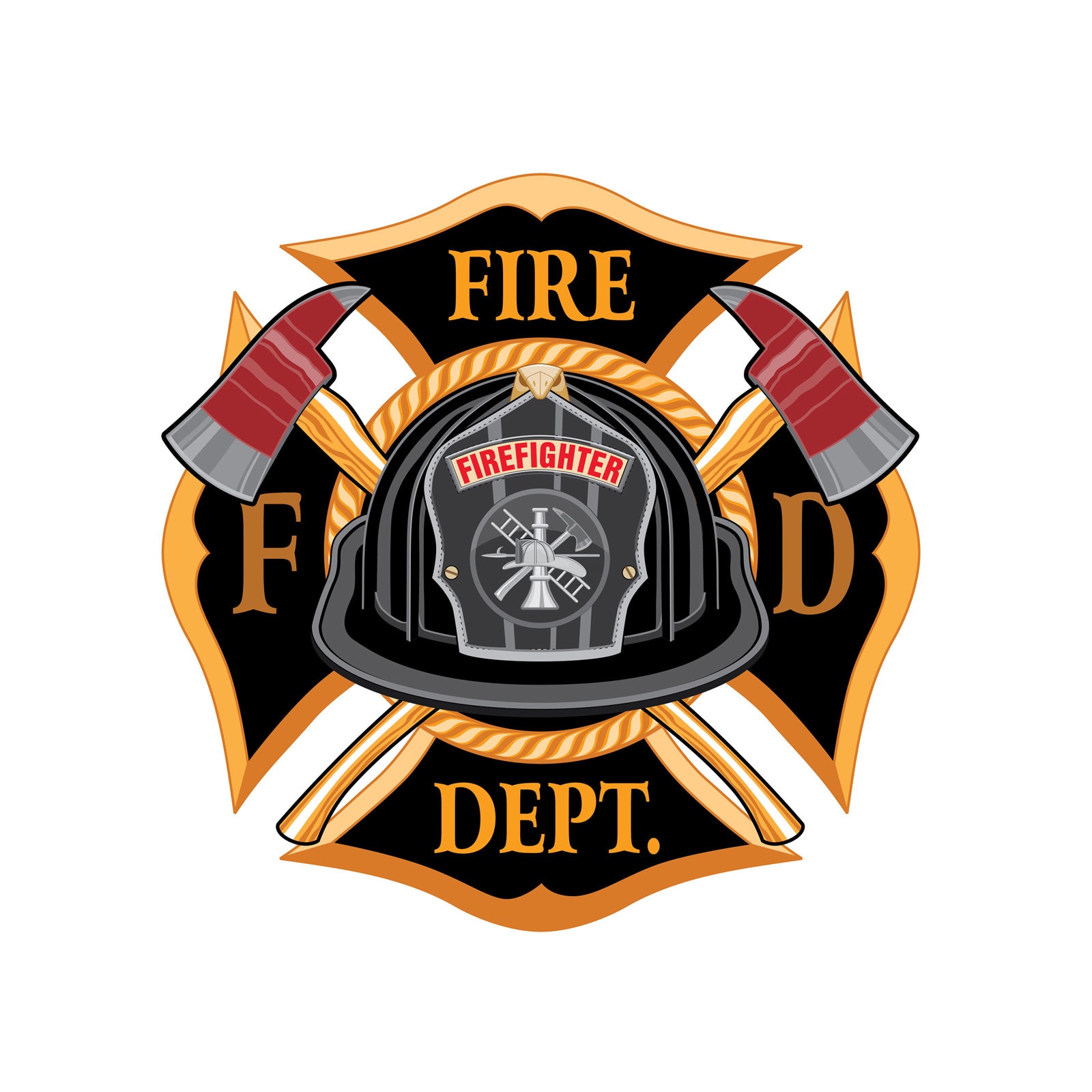 Fire Department Cross Vintage With Fireman Black Helmet and Axes - Etsy ...