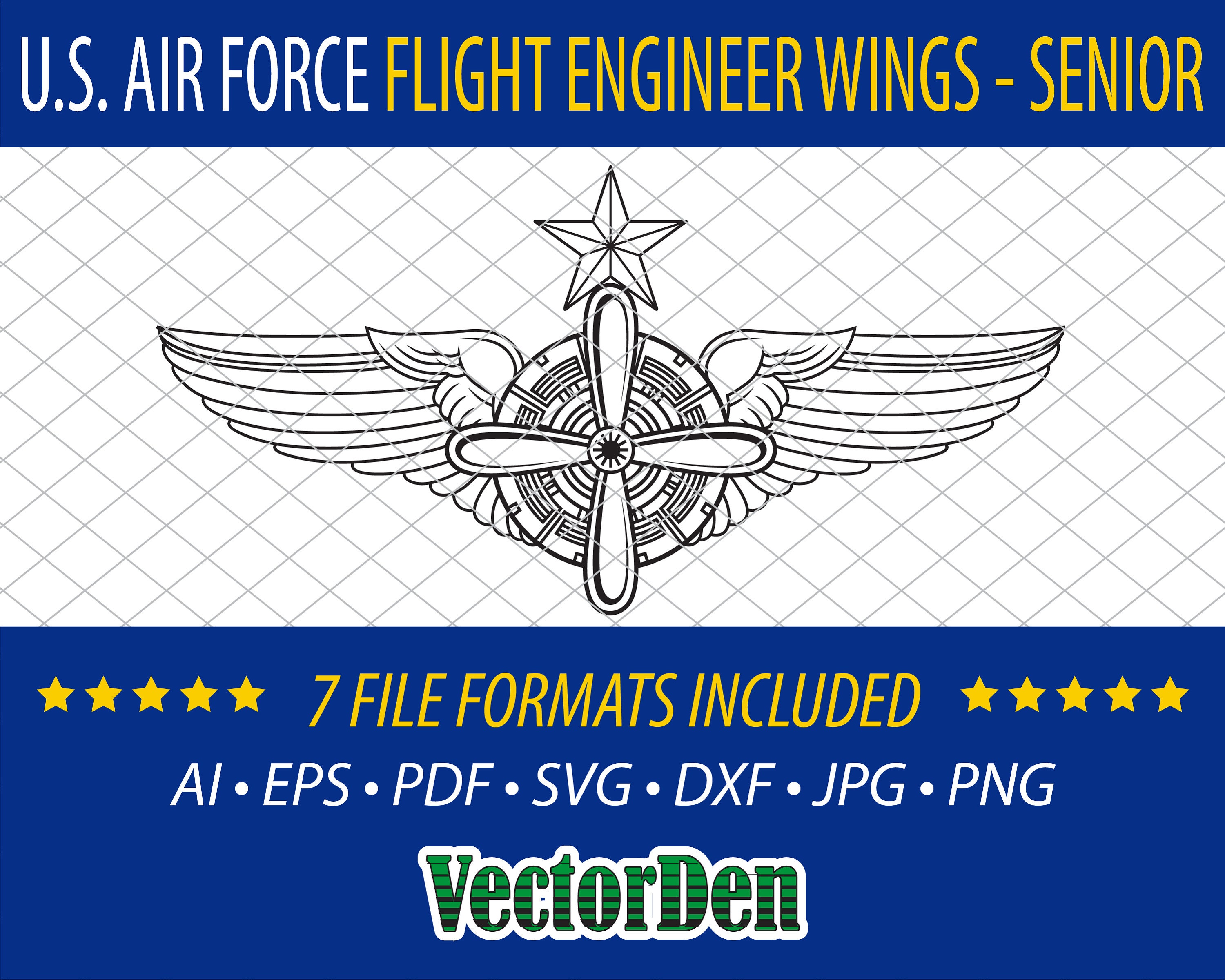 U.S. Air Force Flight Engineer Wings - Senior - Badge Insignia Vector ...