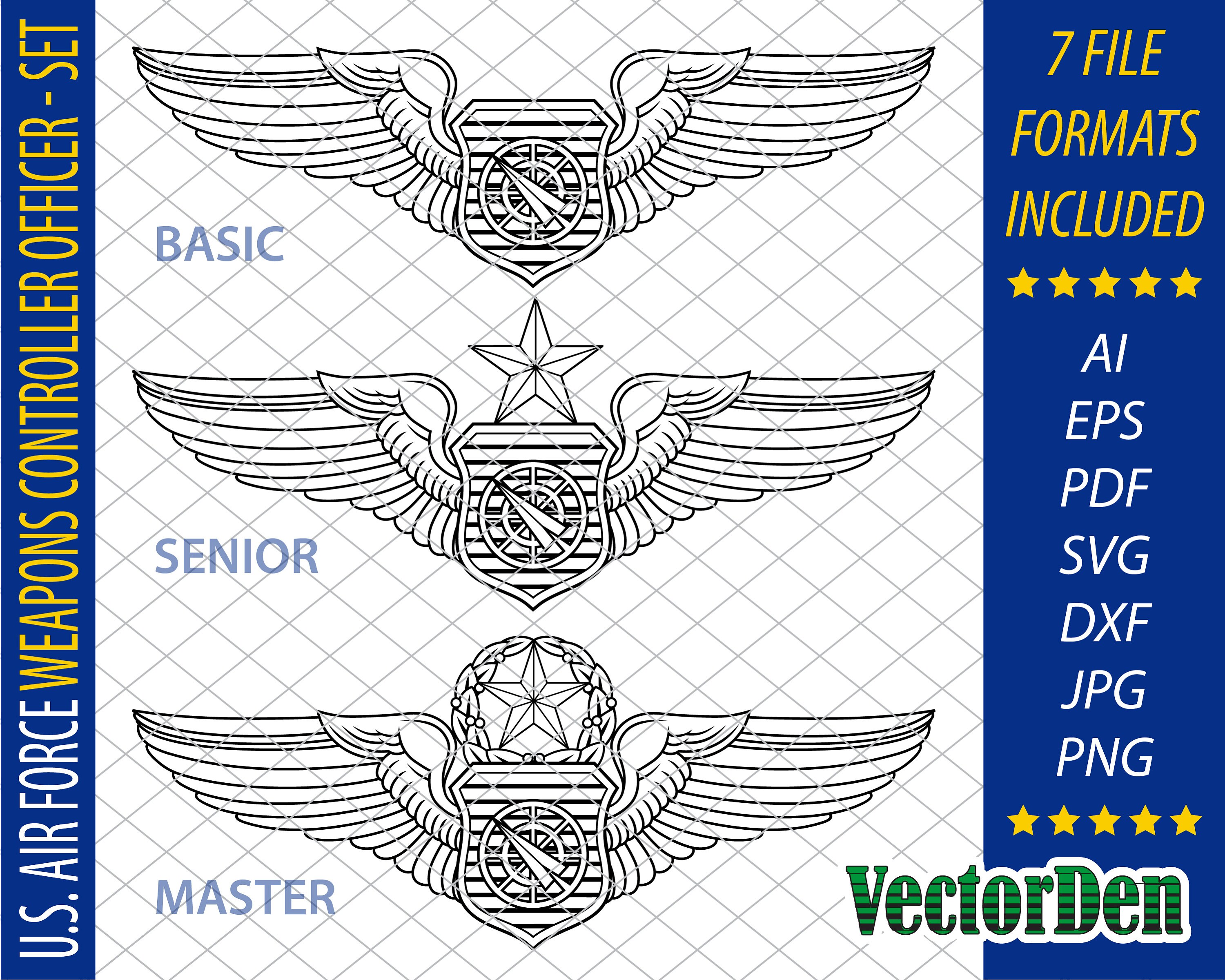 U.S. Air Force Weapons Controller Officer Badge Set Vector Insignia ...