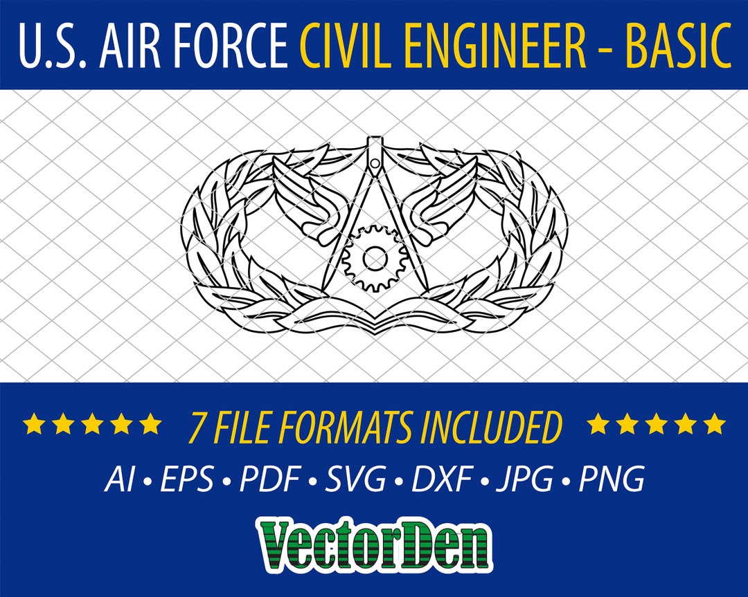 U.S. Air Force Civil Engineer Badge - Basic -vector Insignia - Etsy