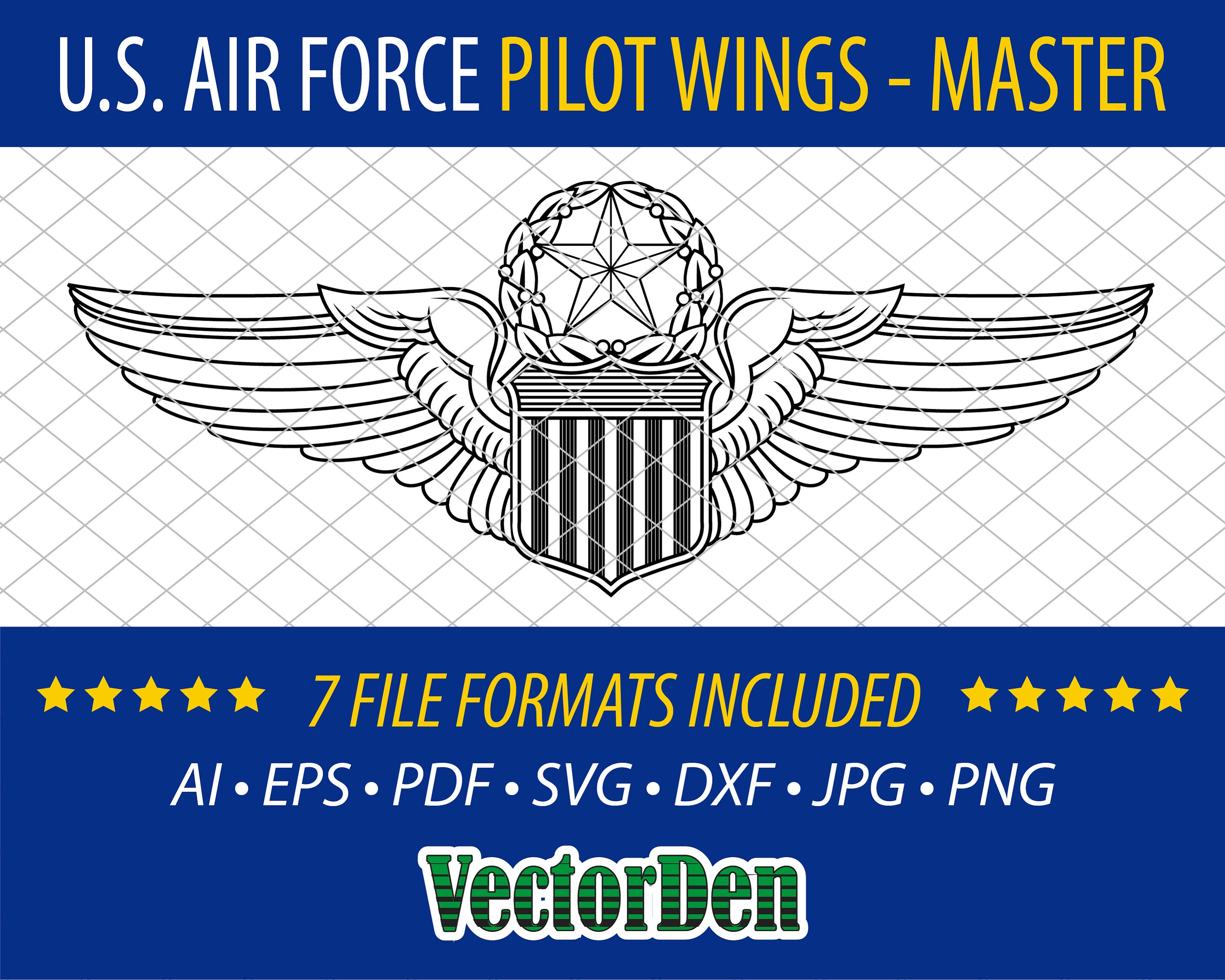 U.S. Air Force Pilot Wings - Master - Vector Pilot Badge Insignia - Etsy