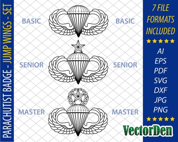 Parachutist Badge Jump Wings Vector | Etsy