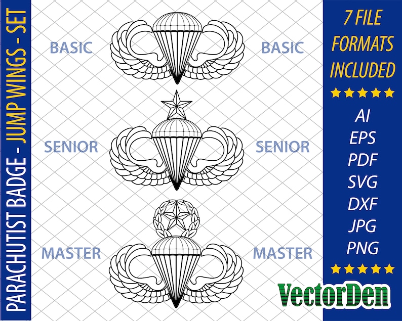 Parachutist Badge - Jump Wings - Vector - Etsy