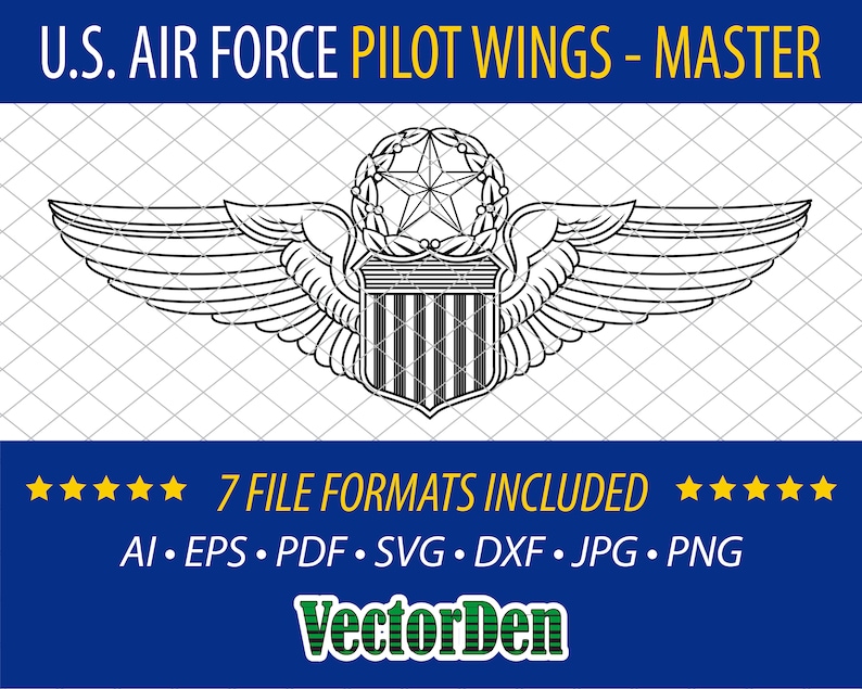 U.S. Air Force Pilot Wings Vector Pilot Badge Insignia - Etsy