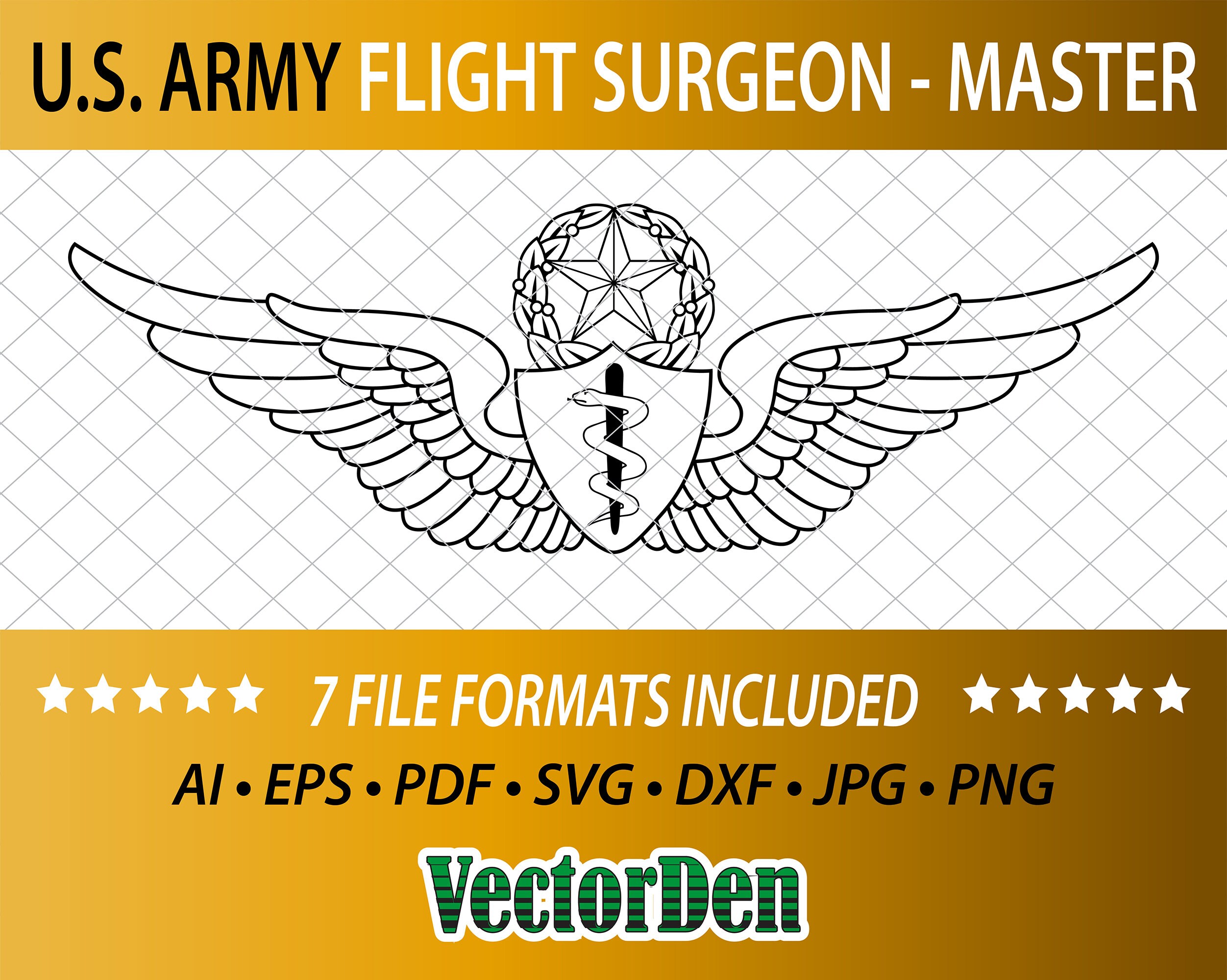 U.S. Army Flight Surgeon Wings Badge - Master - Vector Insignia - Etsy