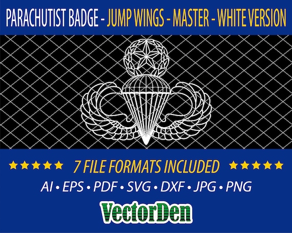 Parachutist Badge Jump Wings Master White Version | Etsy