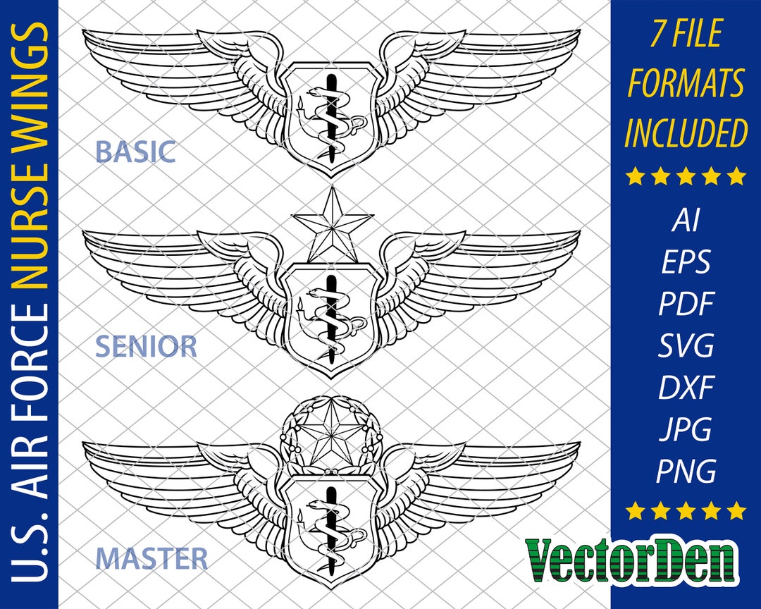 U.S. Air Force Flight Nurse Wings Set- Vector Insignia - Etsy