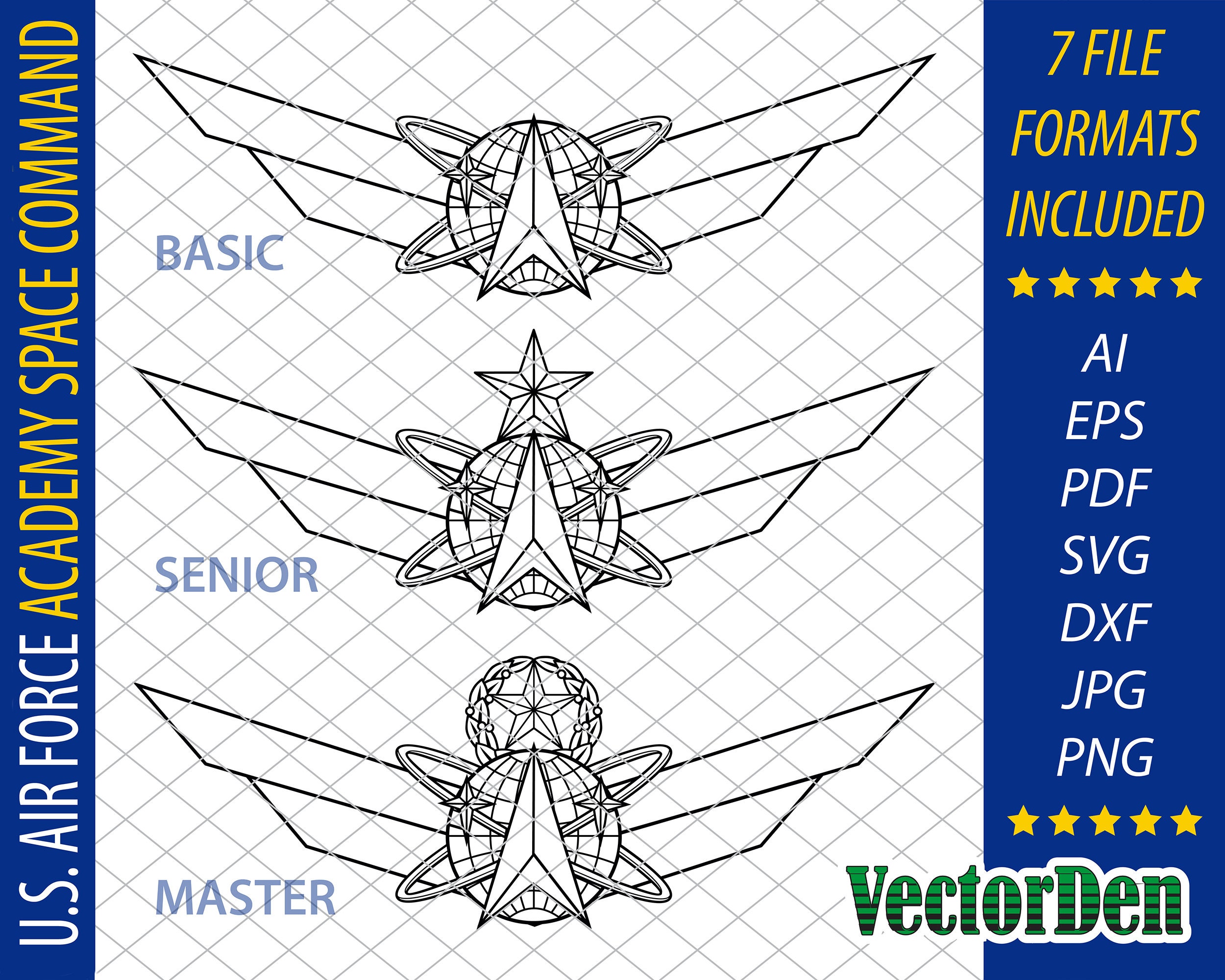 U.S. Air Force Academy Space Command Badge Set Vector Insignia - Etsy