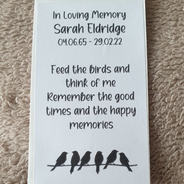 Bird Seed Memorial Packets - Etsy