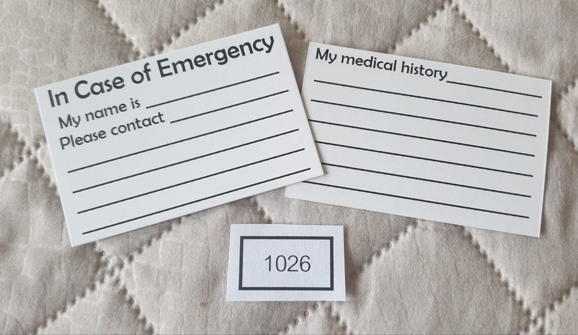 ICE in Case of Emergency Credit Card Sized ID Card. With Space - Etsy