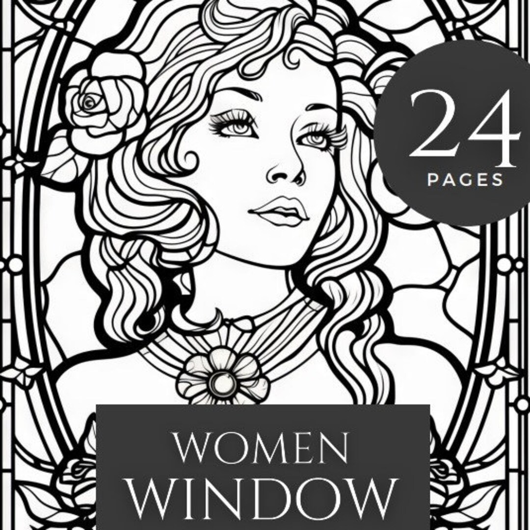 Stained Glass Women Volume 1 Colouring Book Download, Print at Home 201 ...
