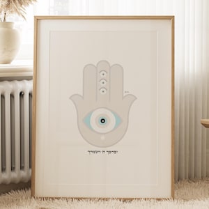Hamsa Wall Art, Evil Eye Protection, Hebrew Poster, Jewish Print ...