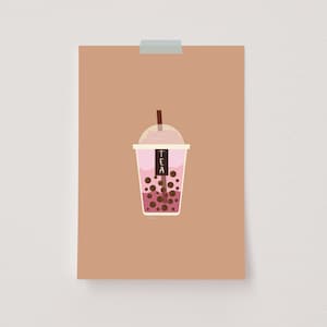 Boba Tea Wall Art, Bubble Tea Print, Tea Poster, Illustrated Art Print ...