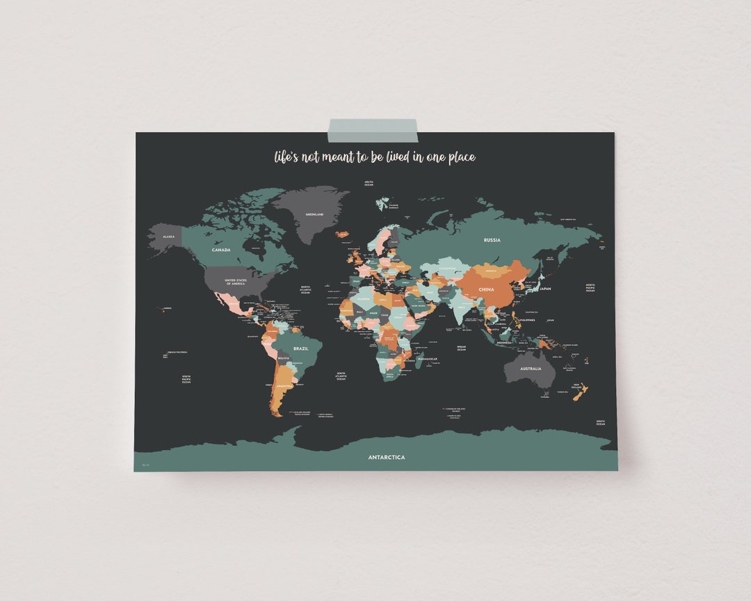 World Map Poster, Large World Map Print, Political Globe Map, Accurate ...