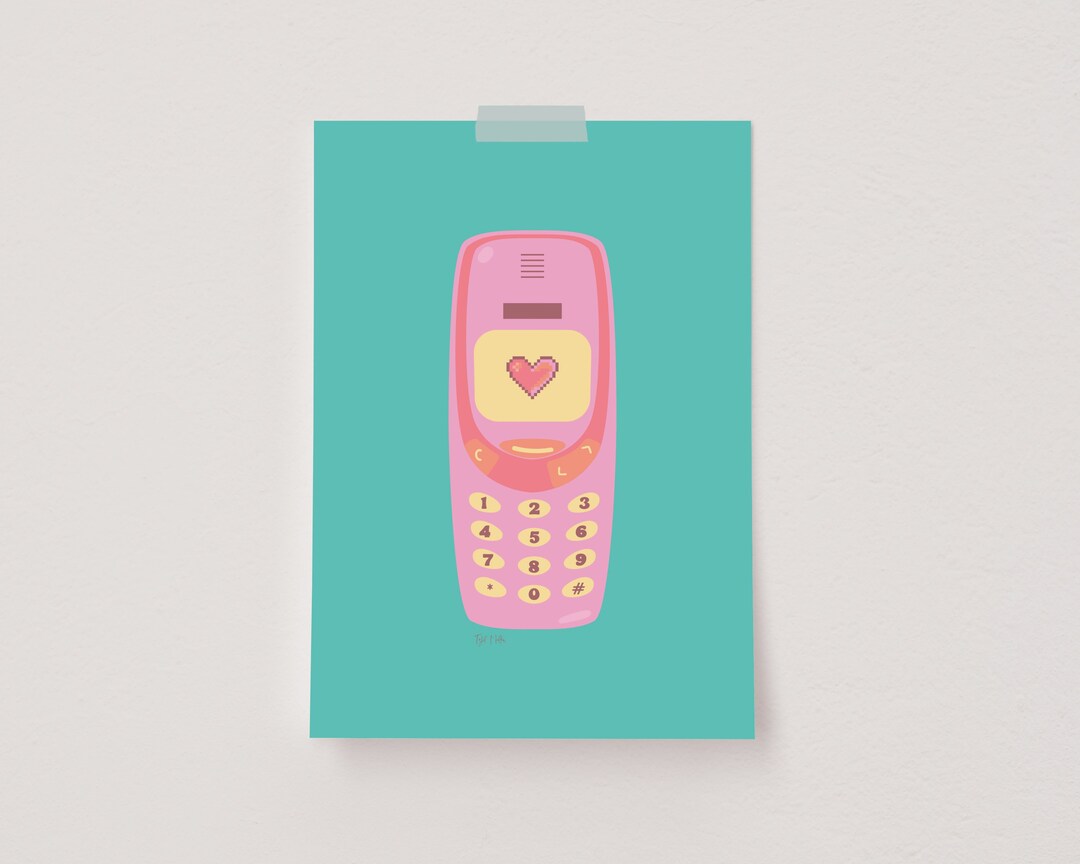 90s Wall Art, 90s Phone Poster, Retro Inspired Print, Illustrated Art ...