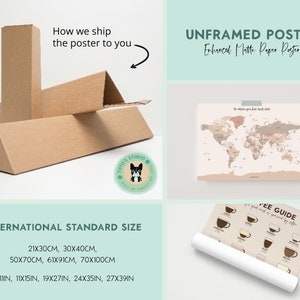 Modern World Map Poster, Large World Map Print, Boho World Map ...