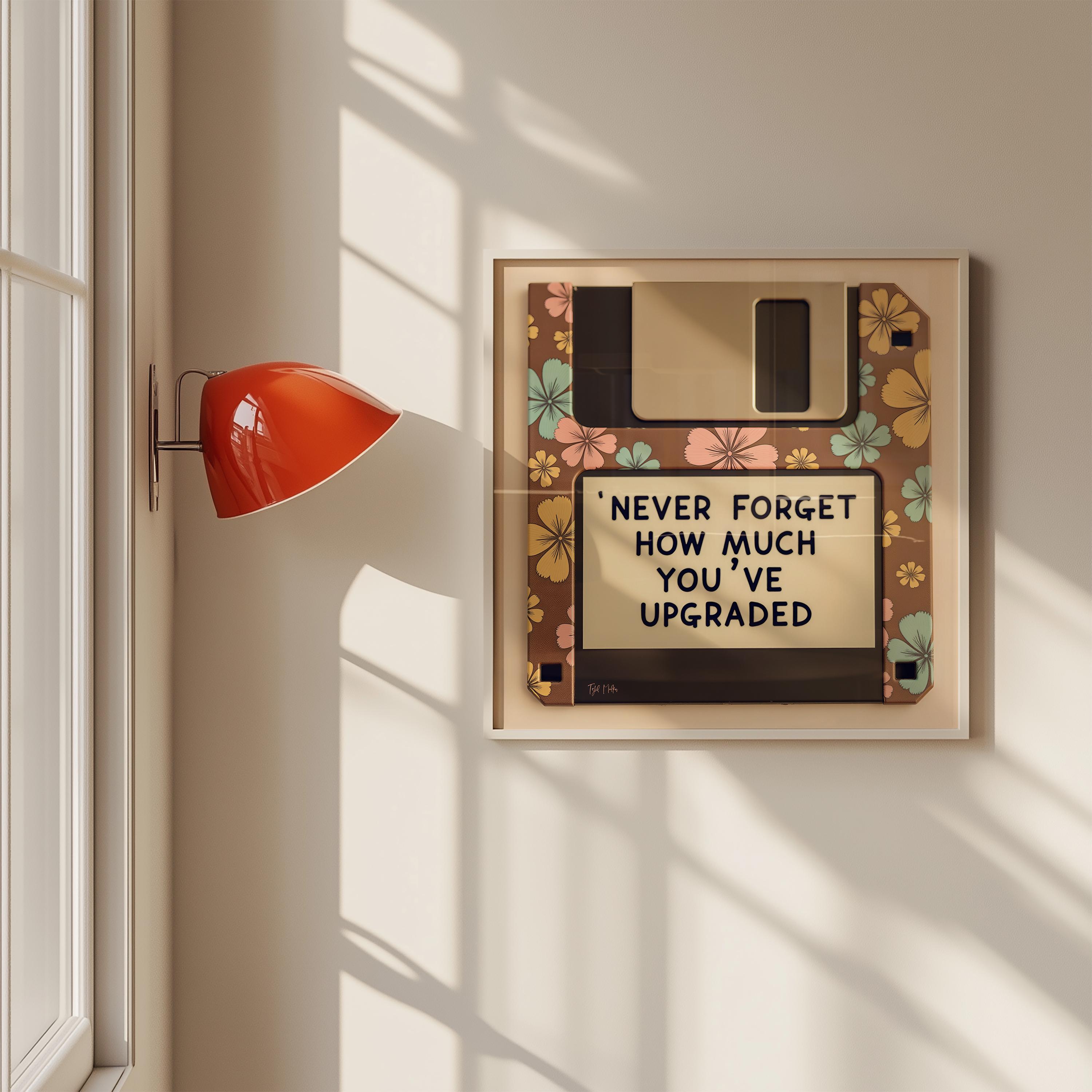 Retro Floral Floppy Disk Wall Art, Vintage Tech Poster, Nostalgia Room ...