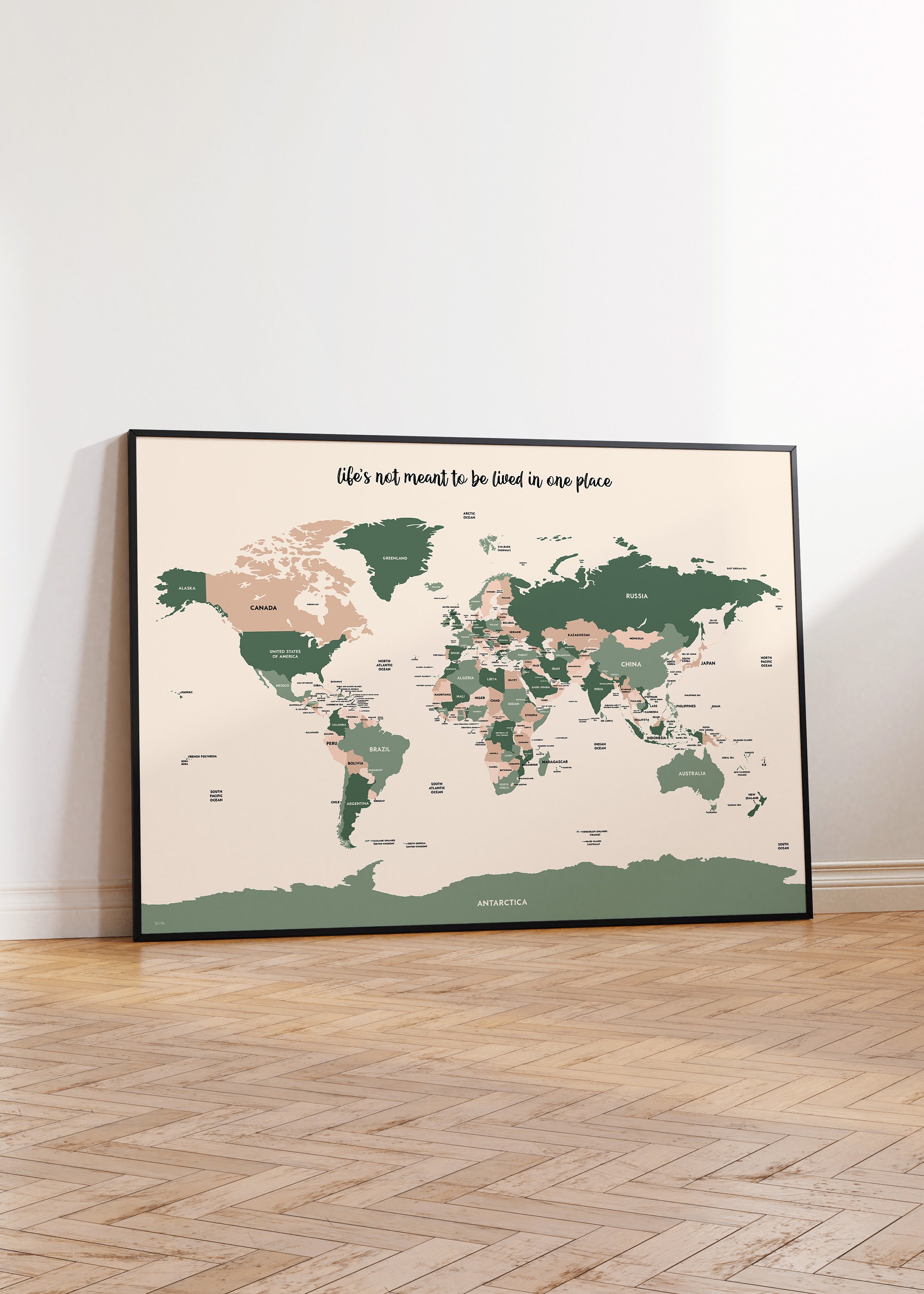 World Map Poster, Political Globe Map, Planet Earth Wall Art, Accurate ...