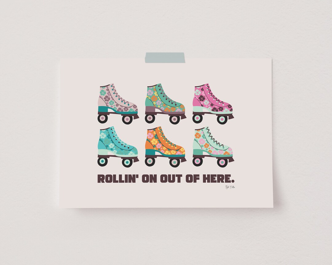 Roller Skates Wall Art, Skating Poster, Retro Inspired Print, Colorful ...