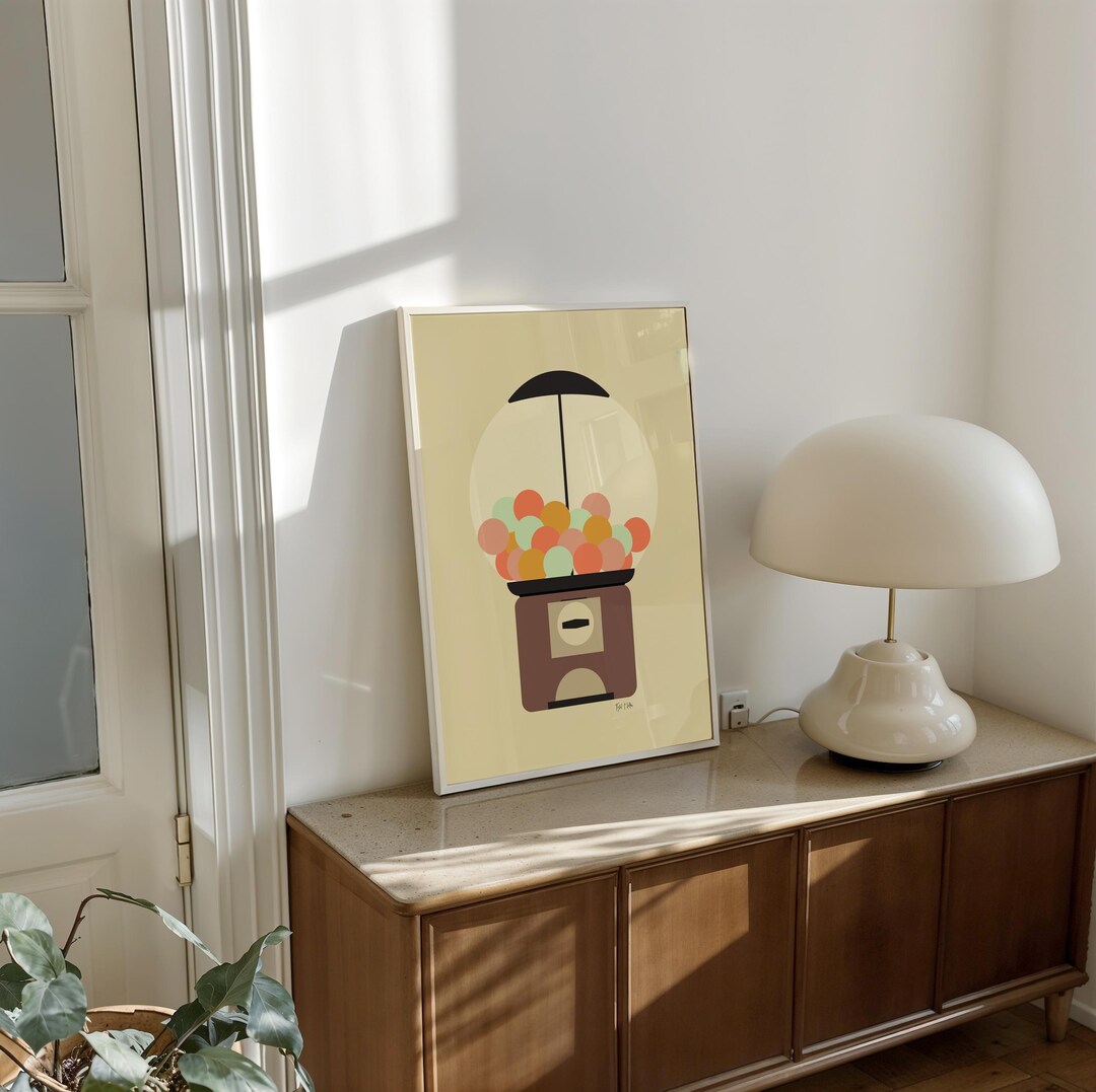 Gumball Machine Poster, Unframed Retro Candy Print, Vintage Wall Art ...