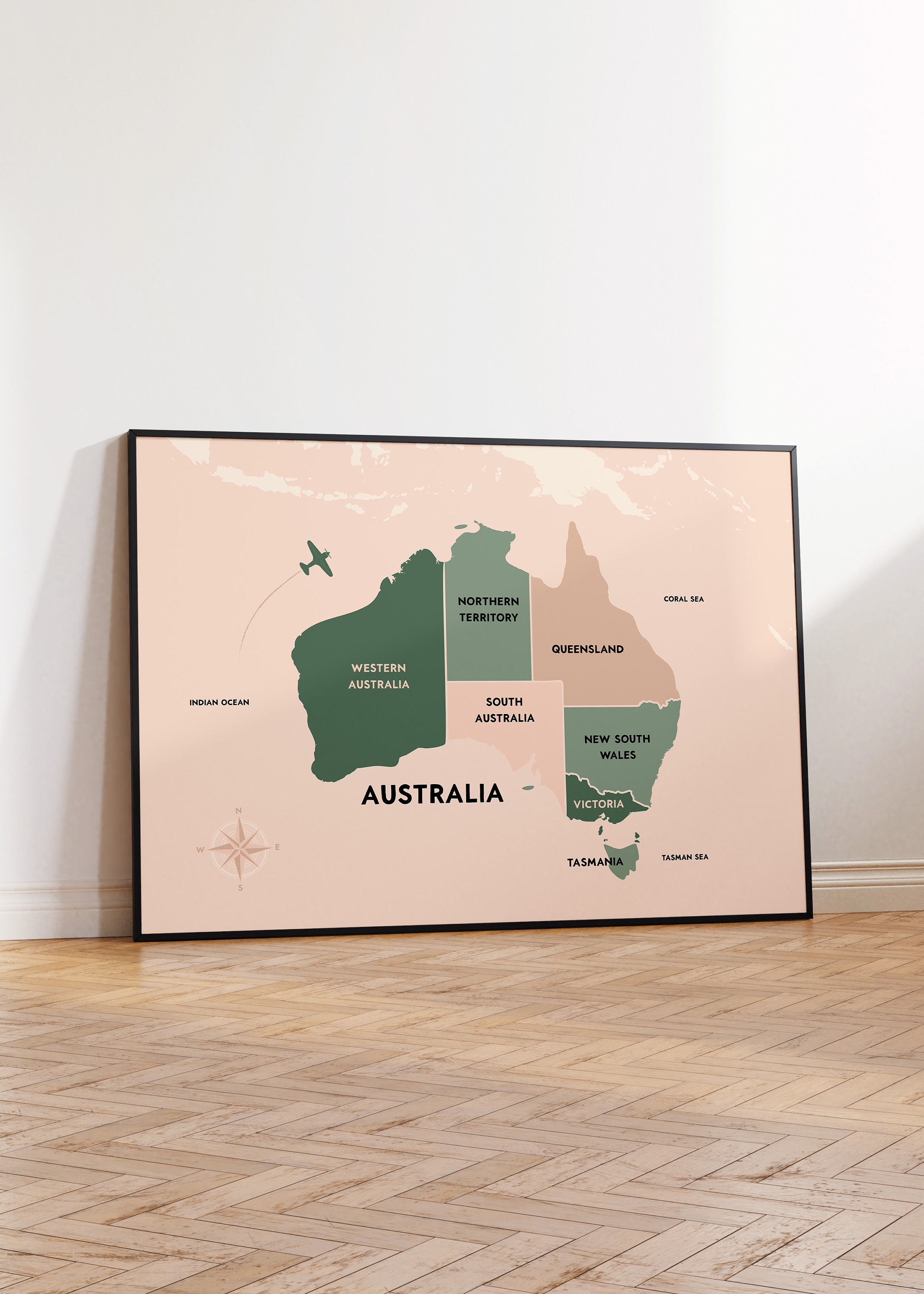 Australia Map Poster, Country Map Print, South Pacific Map, Modern Map ...