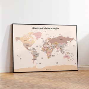 Modern World Map Poster, Large World Map Print, Boho World Map ...