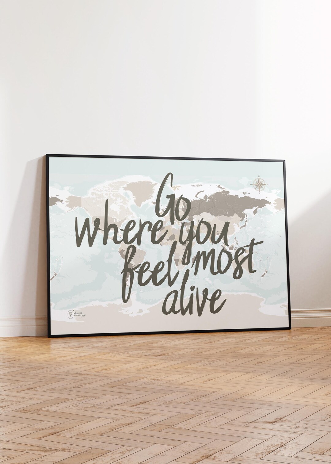 World Map Poster, Inspirational Quote Wall Art, Unframed Travel Print ...