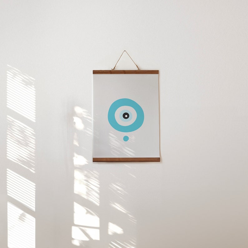 Light Blue Evil Eye Wall Art, Evil Eye Minimalist Art Print, Inner ...