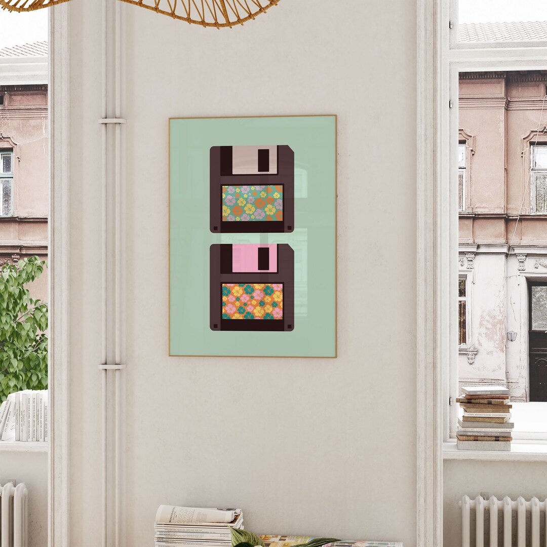 Floppy Disc Print, 90s Wall Art, Preppy Wall Art, Floppy Disc Gift, 90s ...
