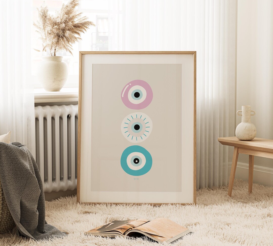 Evil Eye Poster, Preppy Evil Eye Wall Art, Evil Eye Protection Print ...