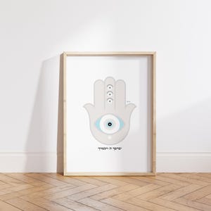 Hamsa Wall Art, Evil Eye Protection, Hebrew Poster, Jewish Print ...