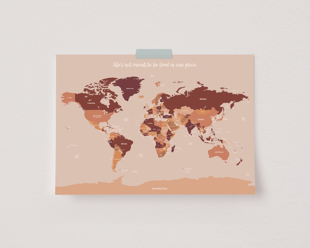 Large World Map Print, World Map Poster, Political Globe Map, Accurate ...