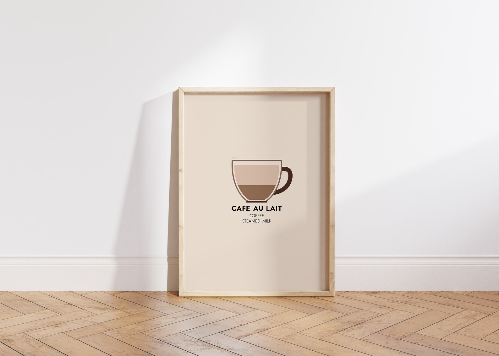 Cafe Au Lait Coffee Print, Coffee Poster, Cafe Wall Art, Minimalist Coffee Print, Illustrated ...