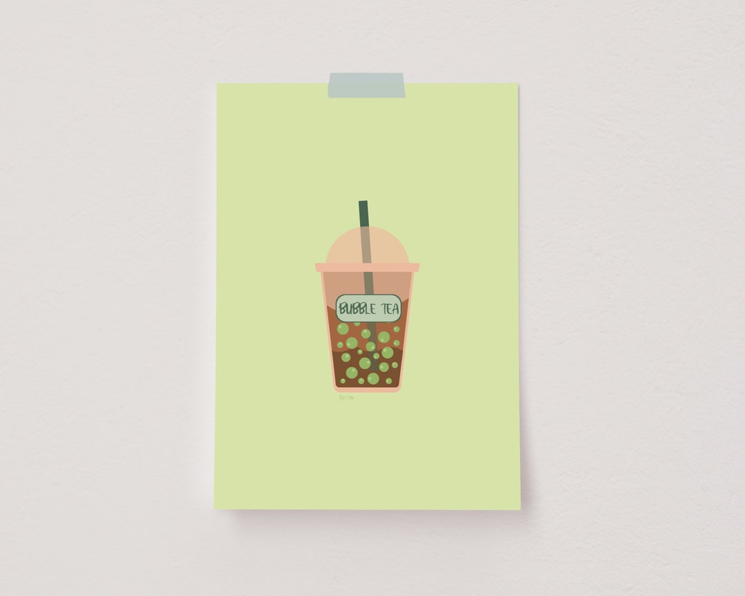 Bubble Tea Print, Boba Tea Poster, Tea Wall Art, Illustrated Art Print ...