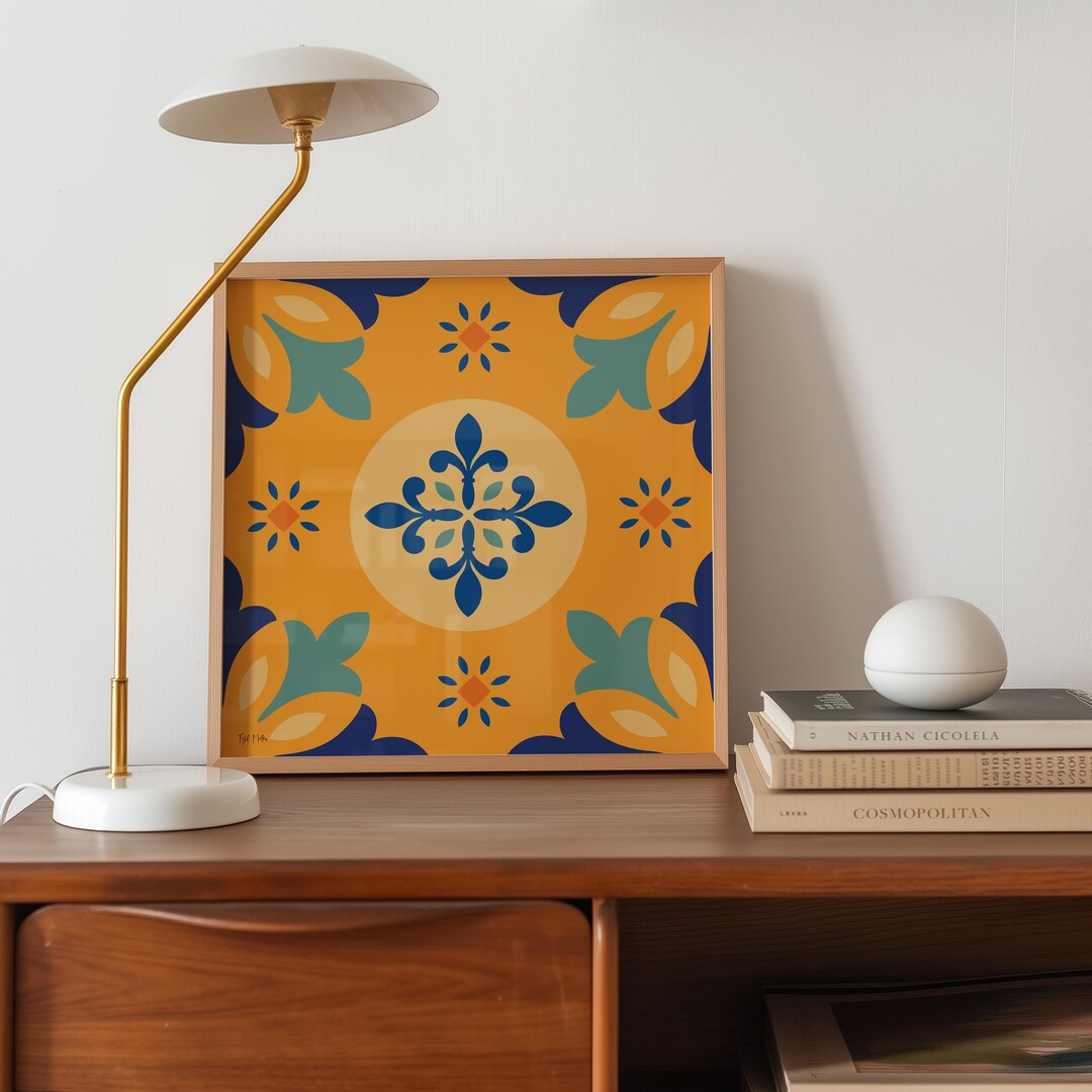 Portuguese Tile Poster, Unframed Azulejos Wall Art Print, Mediterranean ...