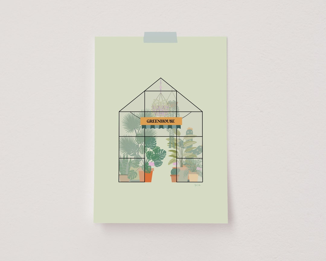 Greenhouse Wall Art, Modern Botanical Poster, House Plants Print ...