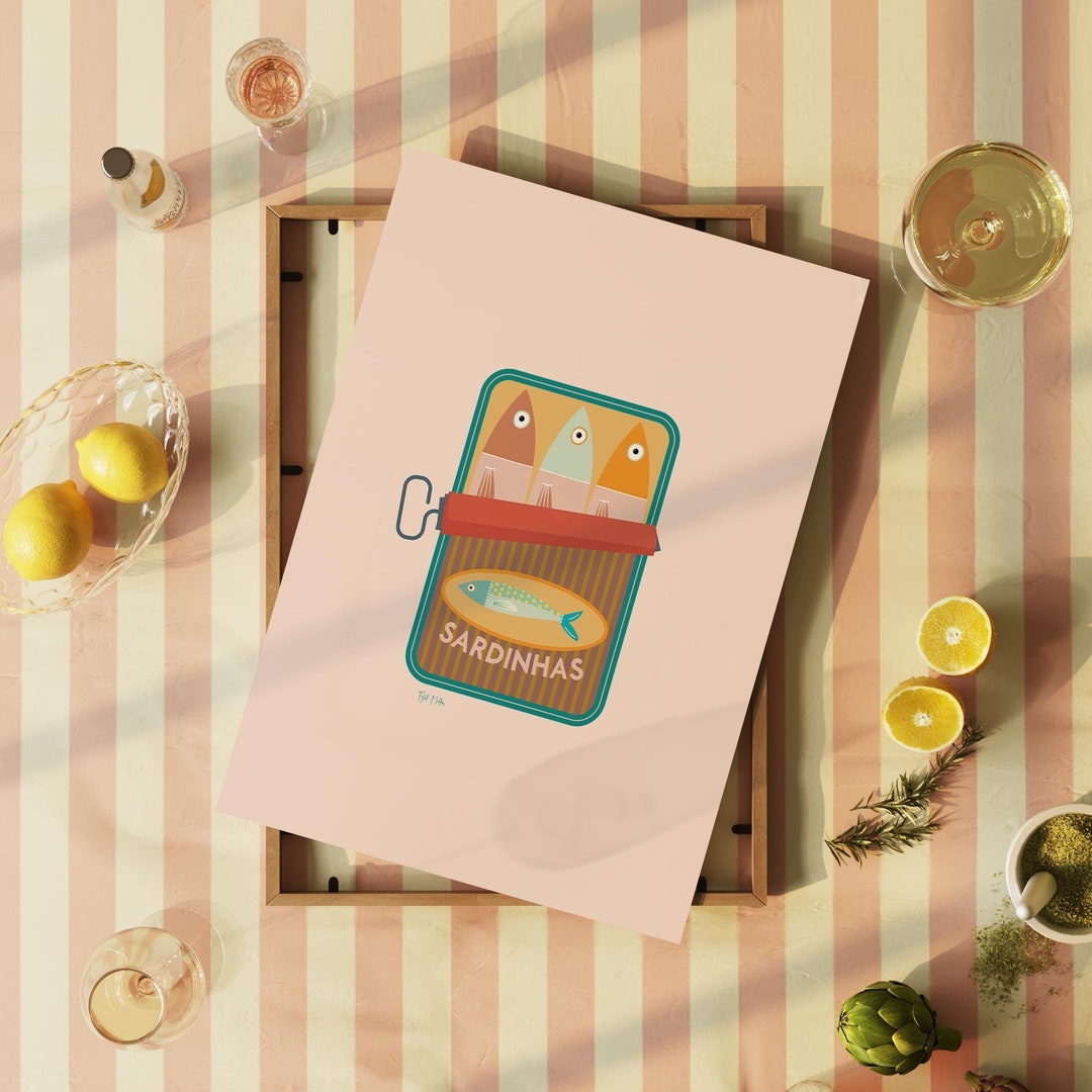 Sardines Poster, Canned Fish Wall Art, Tinned Fish Print, Seafood Print ...