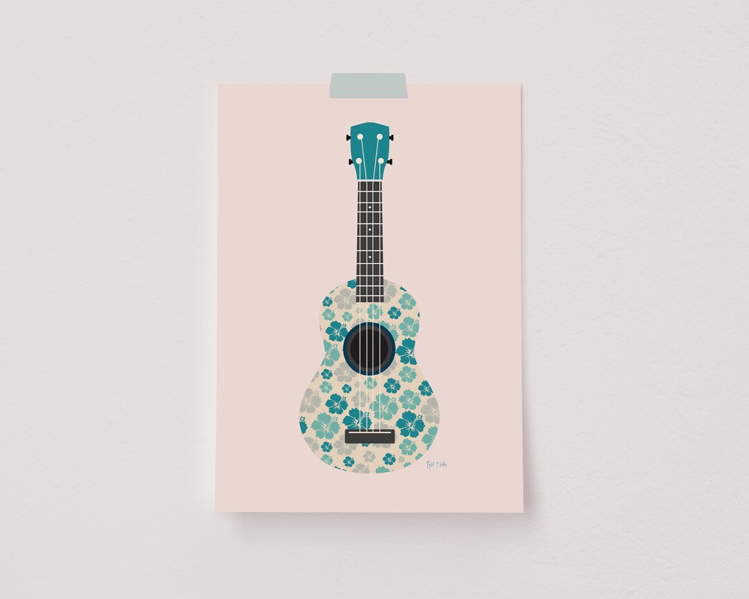 Ukulele Poster, Musician Poster, Hawaii Wall Art, Floral Poster Print ...