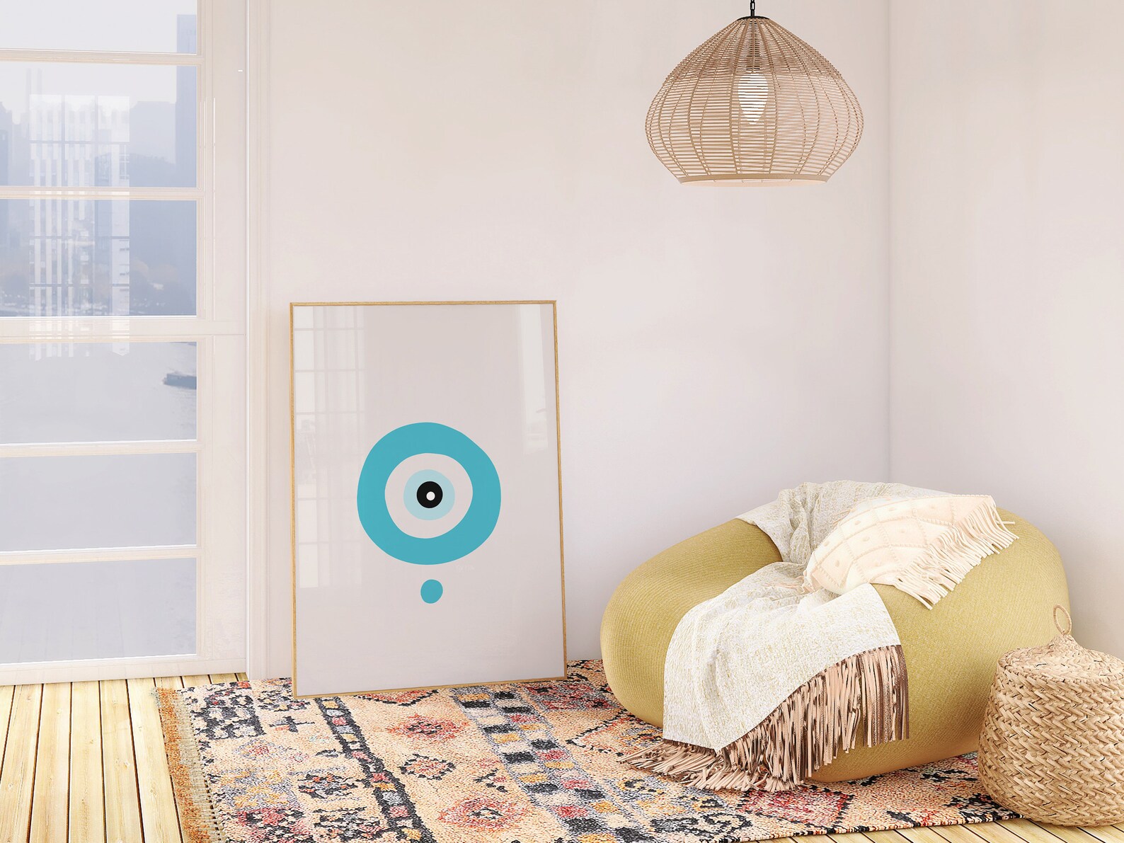 Light Blue Evil Eye Wall Art, Evil Eye Minimalist Art Print, Inner ...