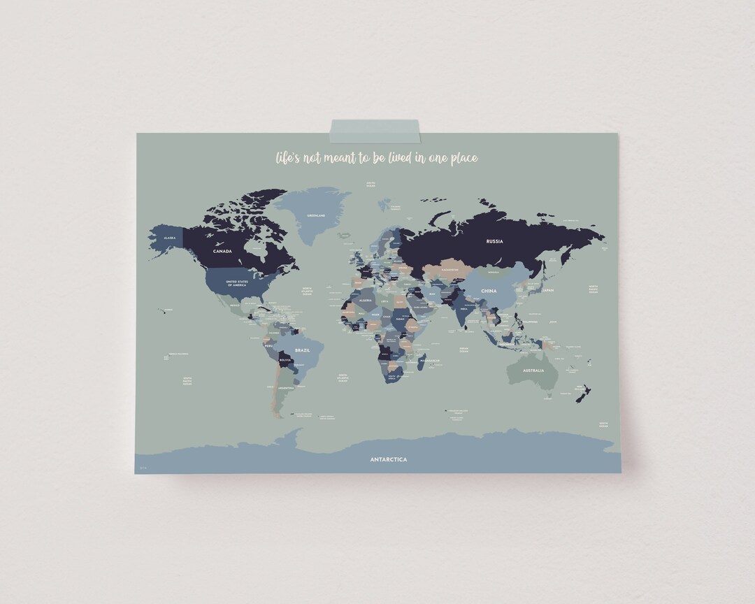 World Map Poster, Accurate World Map, Large World Map Print, Detailed ...