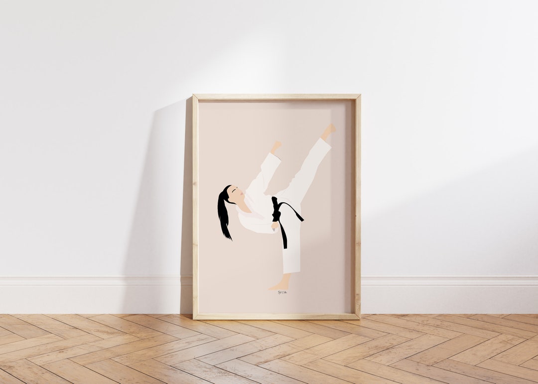 Karate Wall Art, Martial Arts Print, Illustrated Art Print, Karate Girl ...