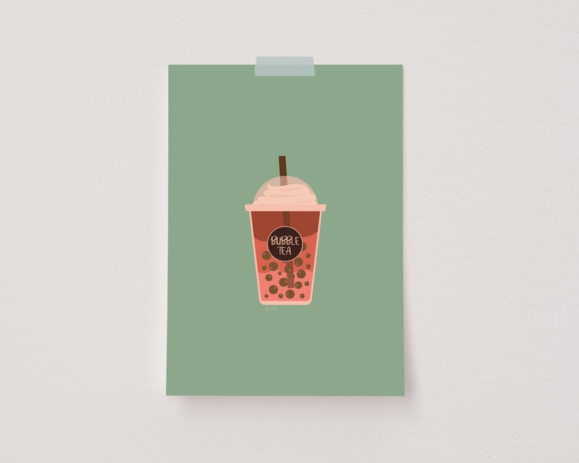 Boba Tea Print Tea Wall Art Bubble Tea Poster Illustrated - Etsy